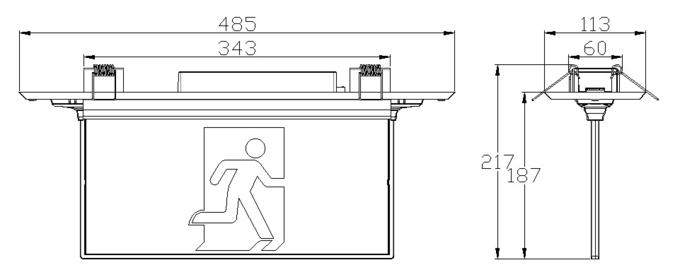 6500k Recessed Blade Spitfire Emergency Exit Light White 4watt EGS4RS